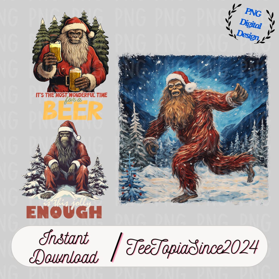 Santa Bigfoot PNG, Bigfoot Sublimation, Christmas Png, Sasquatch ...