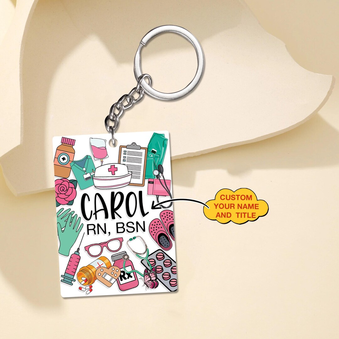 Personalized Nurse Keychain, Customized RN Gift, Custom Nurse Keychain ...