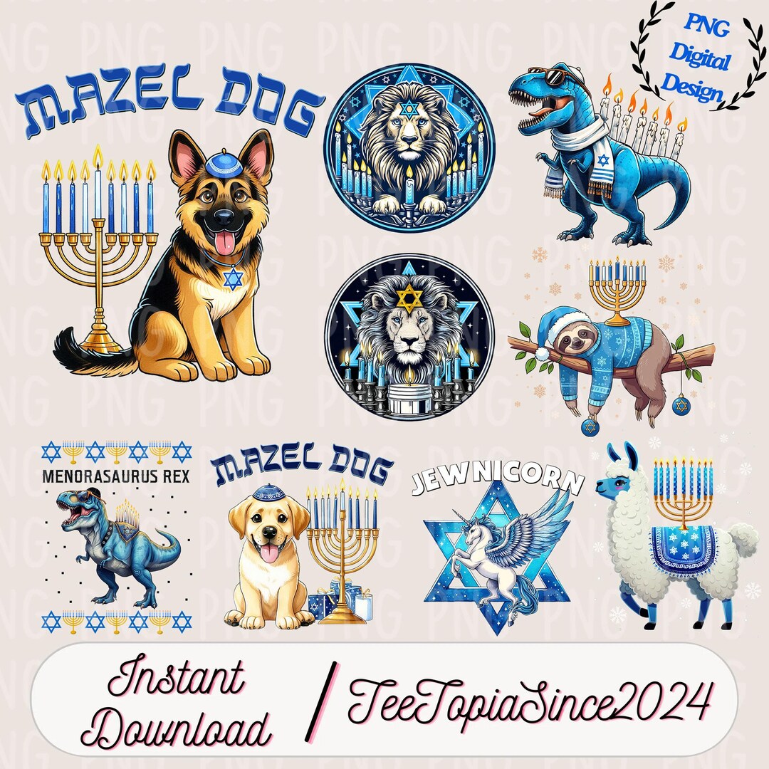 Hanukkah Bundle Png, Funny Hanukah Dog Png Chanukah Jewish Holiday Gift ...