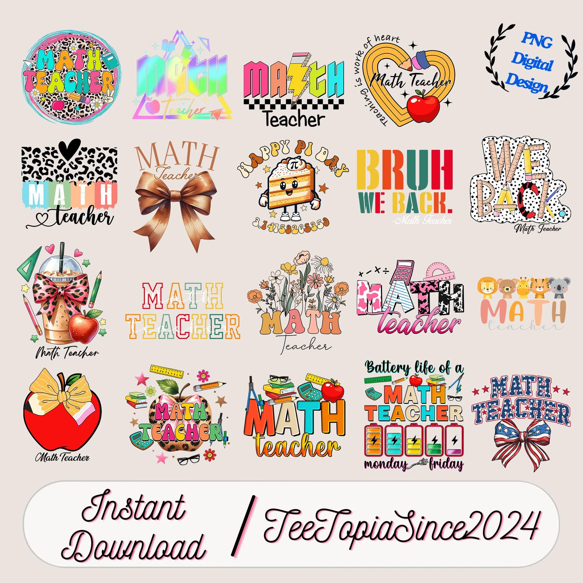 Math Teacher Bundle PNG, Inspirational Math Teacher, Back to School ...