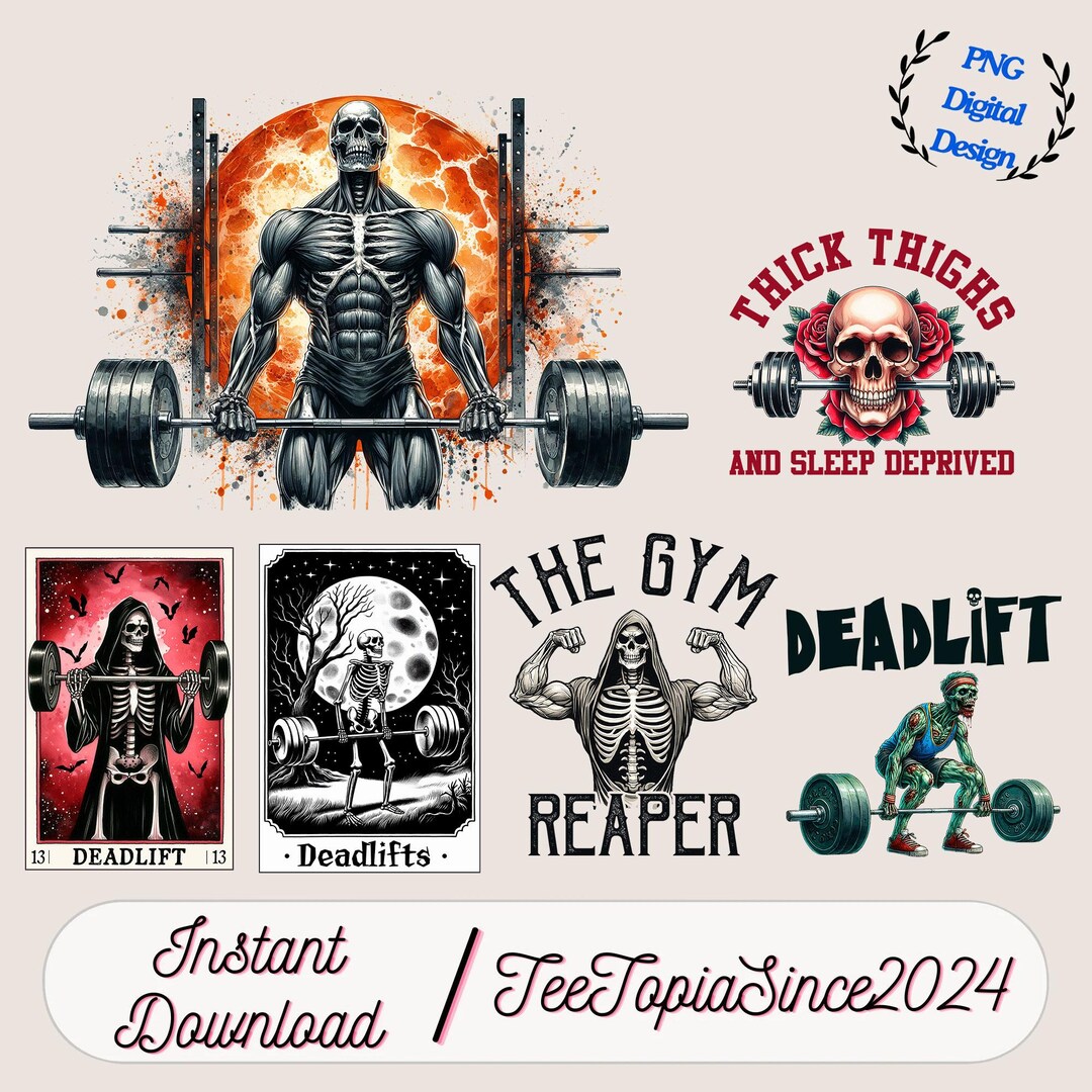 Dead Lift Skeleton PNG, Halloween Gym Png, Gym Goer Png, Mens Halloween ...