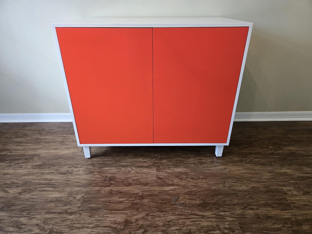 Litter Robot 4 Enclosure: Modern Cat Cabinet, White & Orange - Etsy