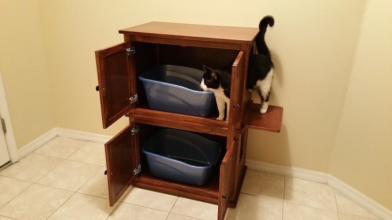 Odor Free Double Stacked Cat Litter Box Enclosure Cabinet - Etsy