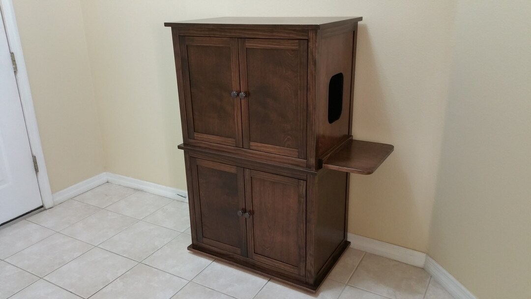 Odor Free Double Stacked Cat Litter Box Enclosure Cabinet - Etsy