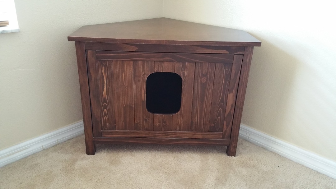 Odor Free Corner Cat Litter Box Enclosure Cabinet - Etsy