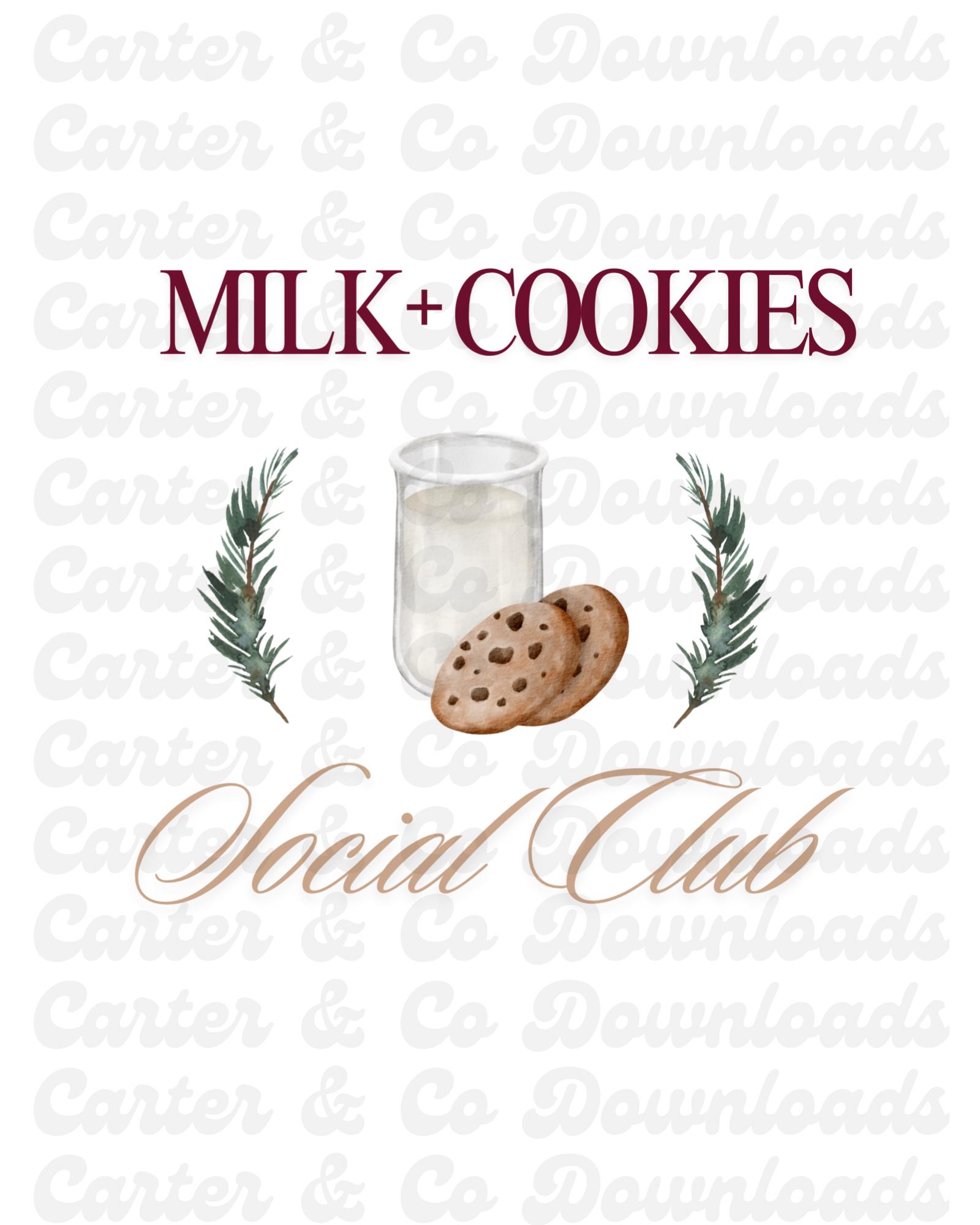 Milk & Cookies Social Club PNG | Trendy Christmas Graphic | December ...