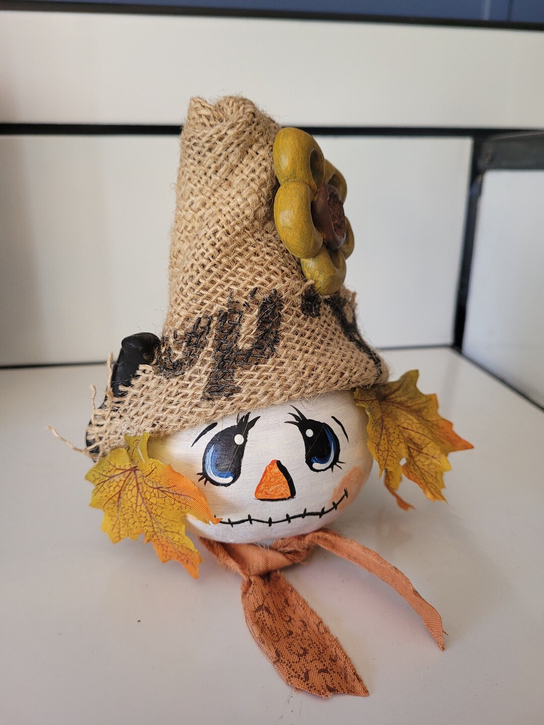 Scarecrow Gourd Handpainted Fall Decoration - Etsy