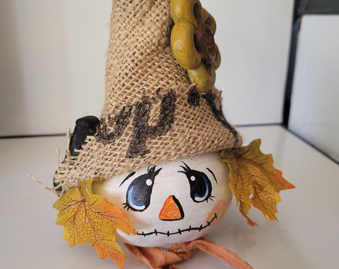 Scarecrow Gourd Handpainted Fall Decoration - Etsy