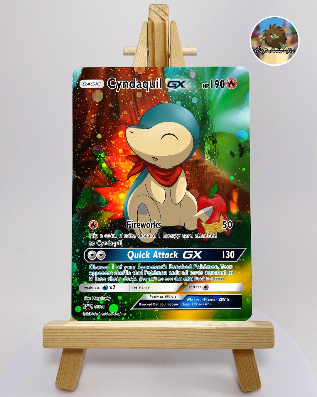 POKEMON Custom Card Cyndaquil Full Art Cosmo Holo! - Etsy