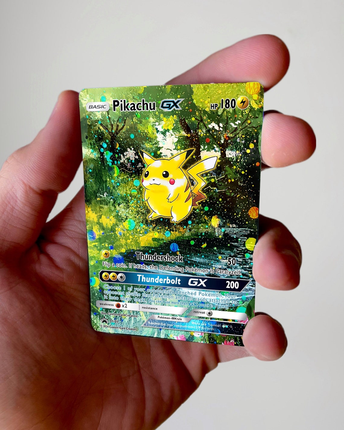 POKEMON Custom Card Pikachu GX Cosmo Holo! - Etsy
