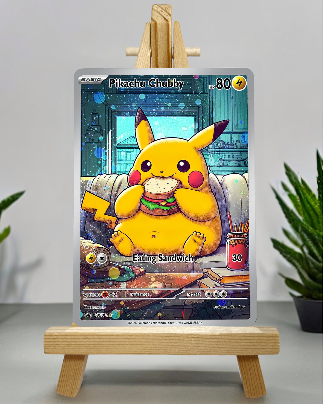 POKEMON Custom Card Pikachu Chubby Gx Cosmo Holo ! - Etsy