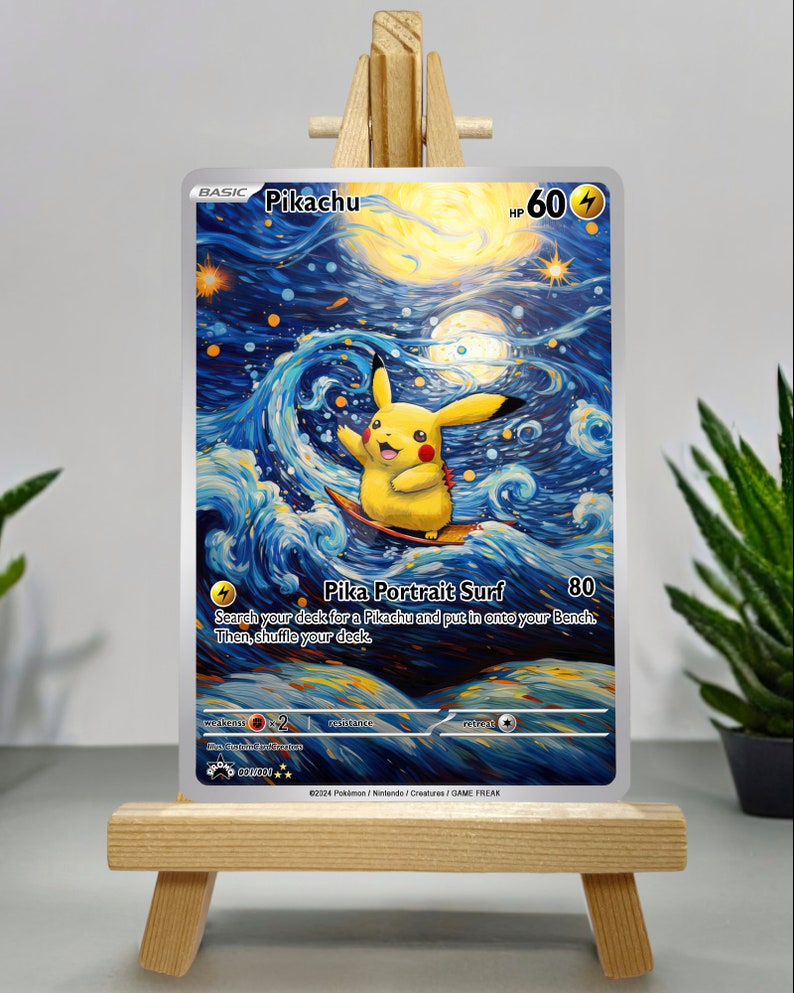 POKEMON Custom Card Pikachu Van Gogh Cosmo Holo - Etsy