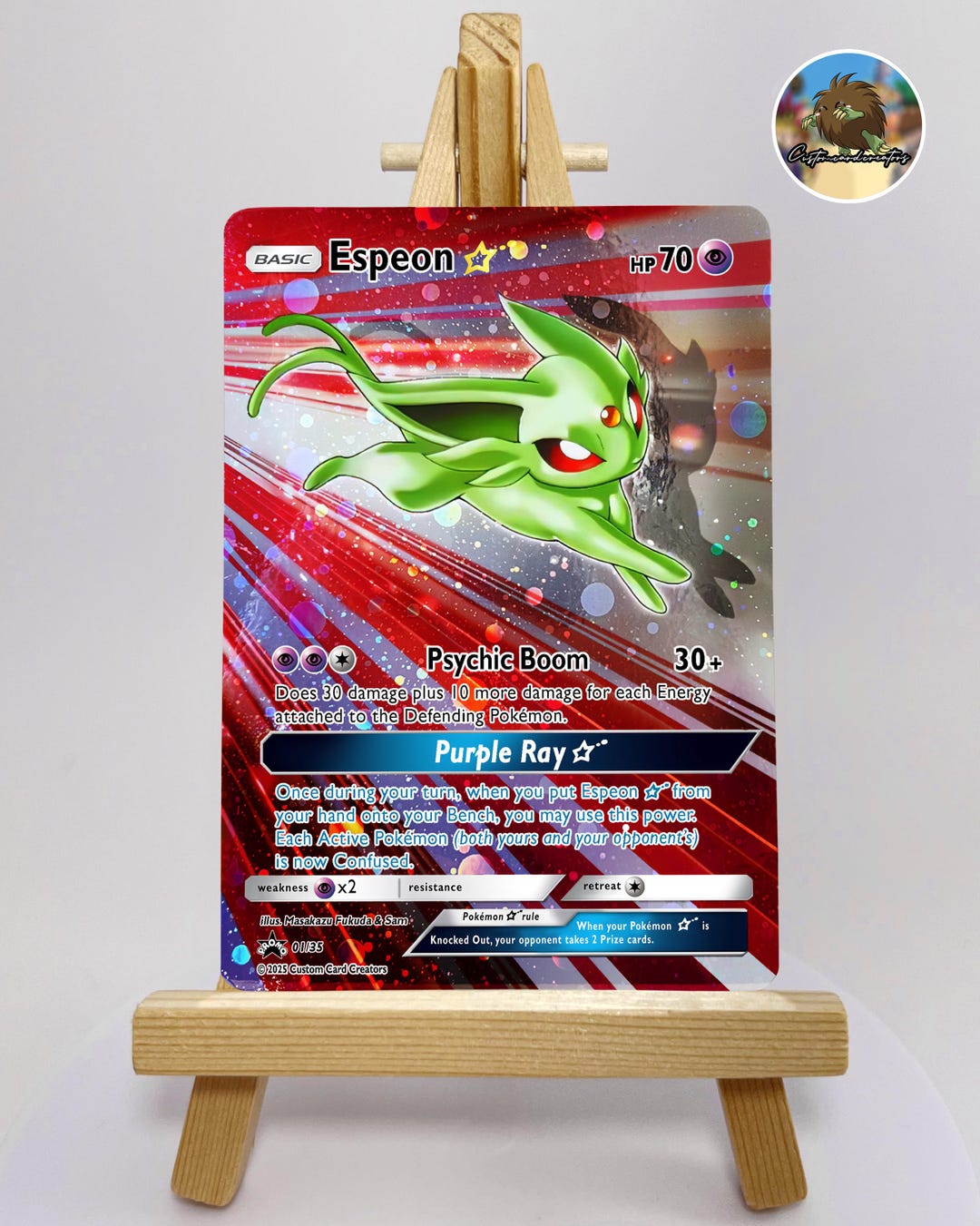 POKEMON Custom Espeon Gold Star GX Cosmo Holo Full Art! - Etsy