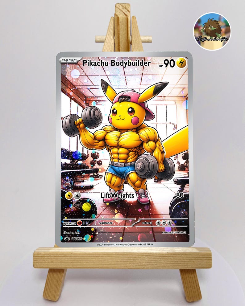POKEMON Custom Card Pikachu Fit Bodybuilder Gx Cosmo Holo! - Etsy