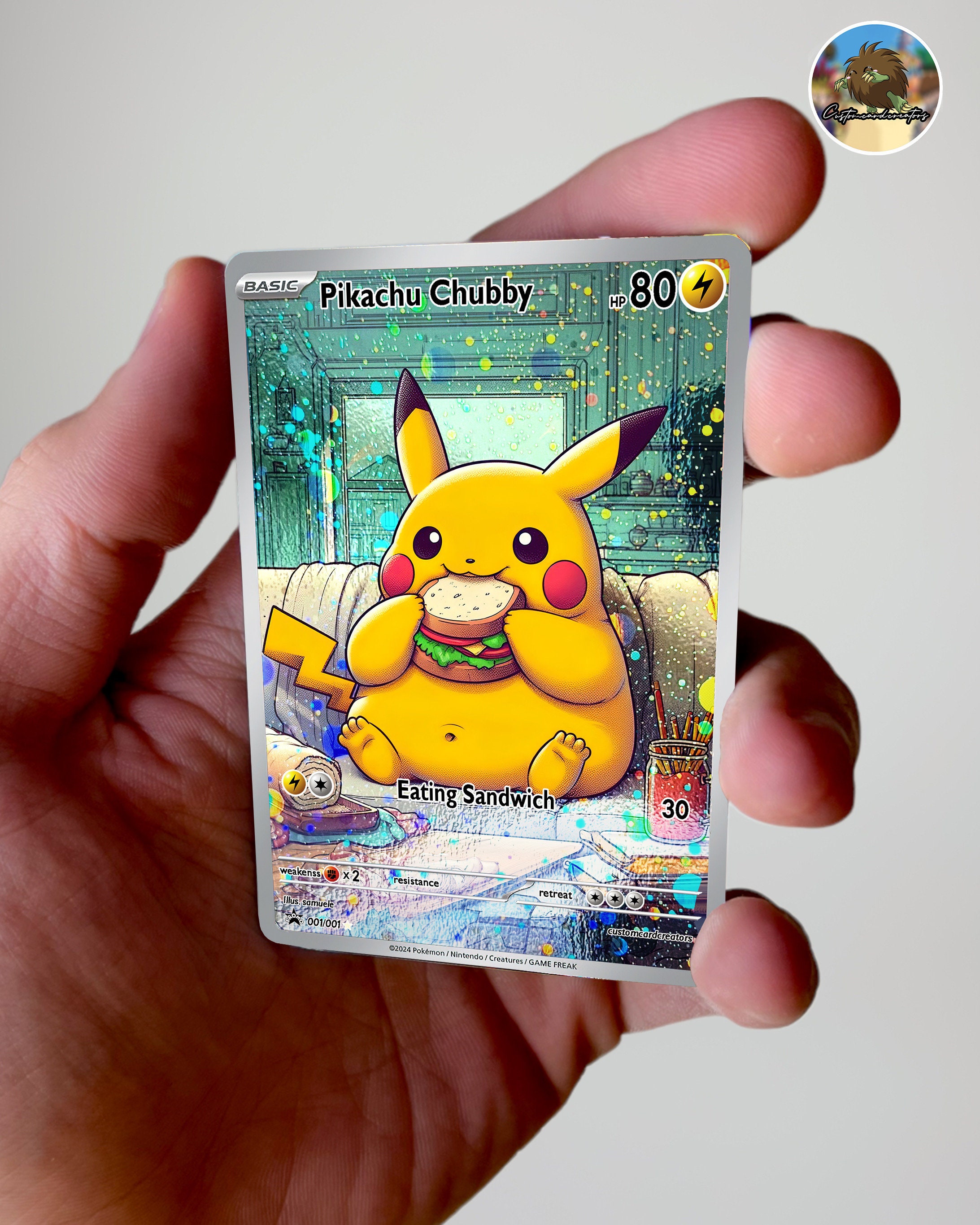 POKEMON Custom Card Pikachu Chubby Gx Cosmo Holo - Etsy Canada