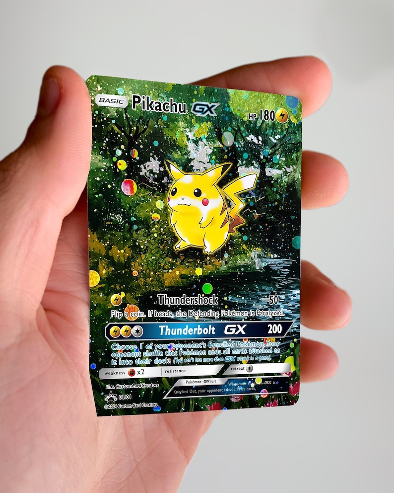 POKEMON Custom Card Pikachu GX Cosmo Holo! - Etsy