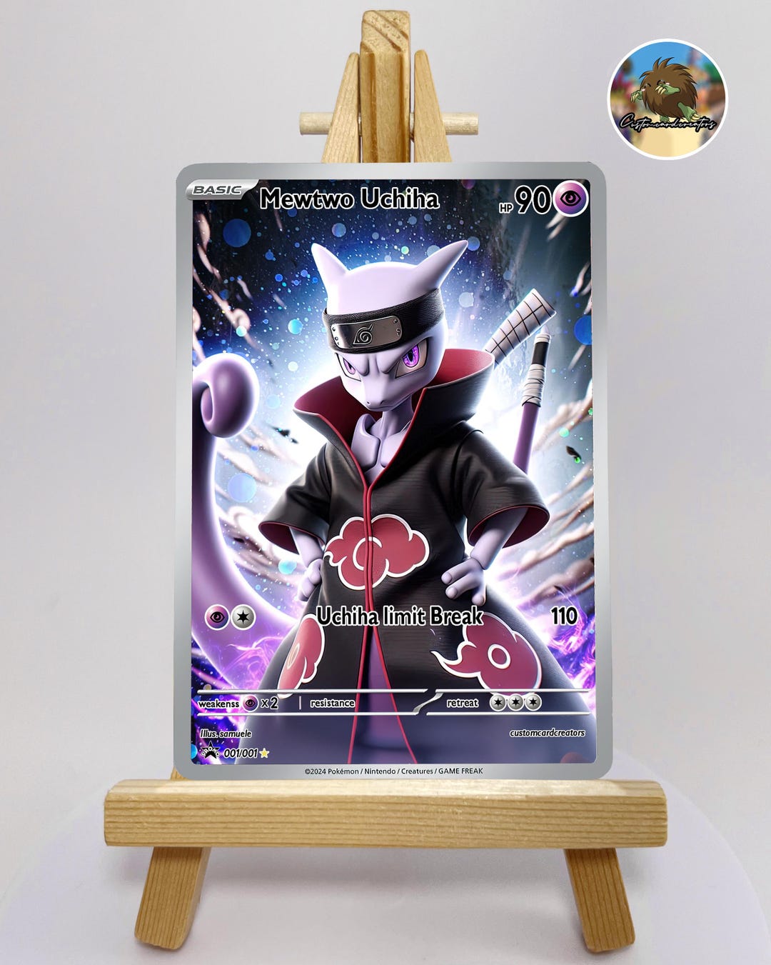 POKEMON Custom Card Mewtwo Ninja Gx Cosmo Holo Uchiha! - Etsy