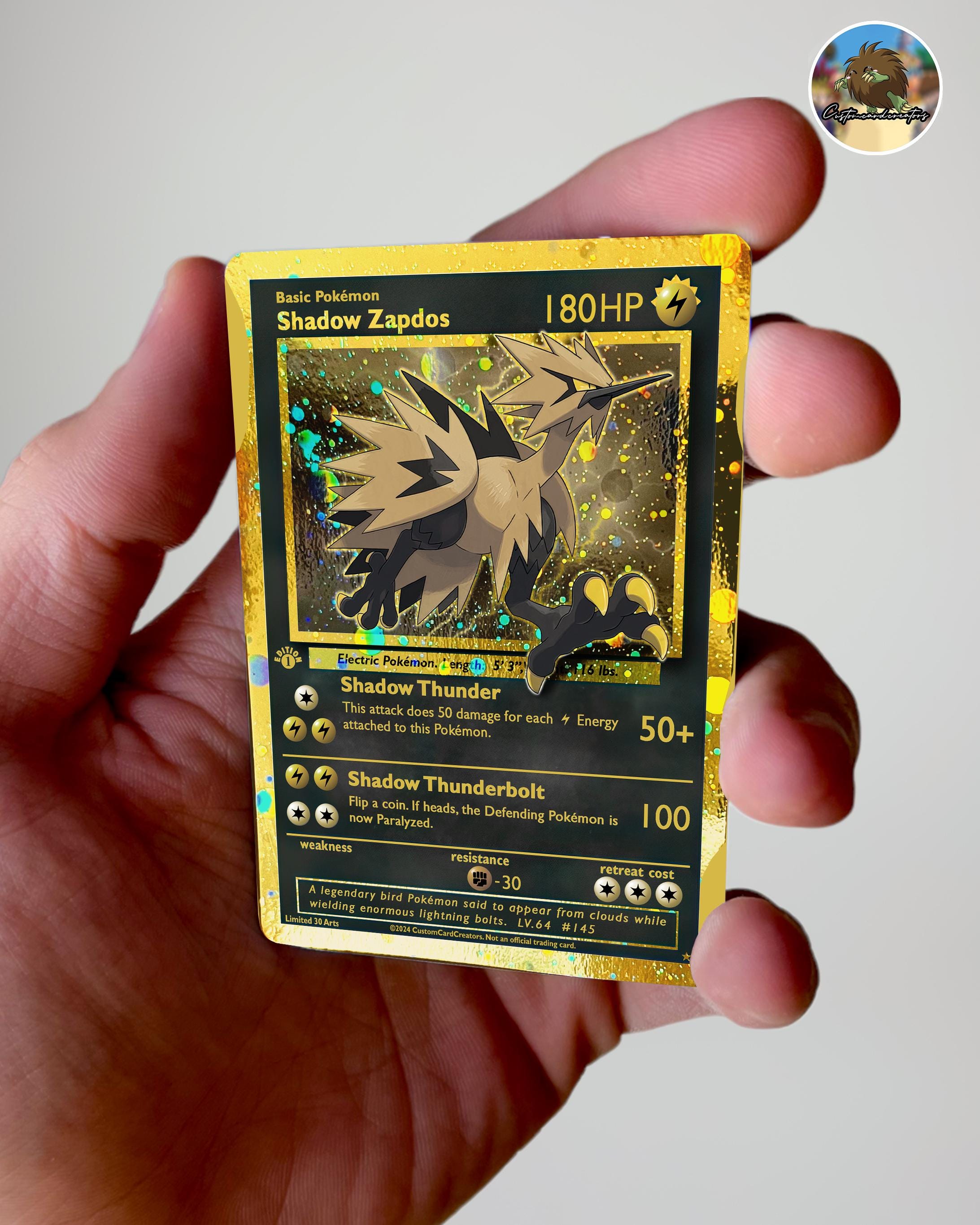 POKEMON Custom Card Shadow Zapdos Gold Cosmo Holo ! - Etsy