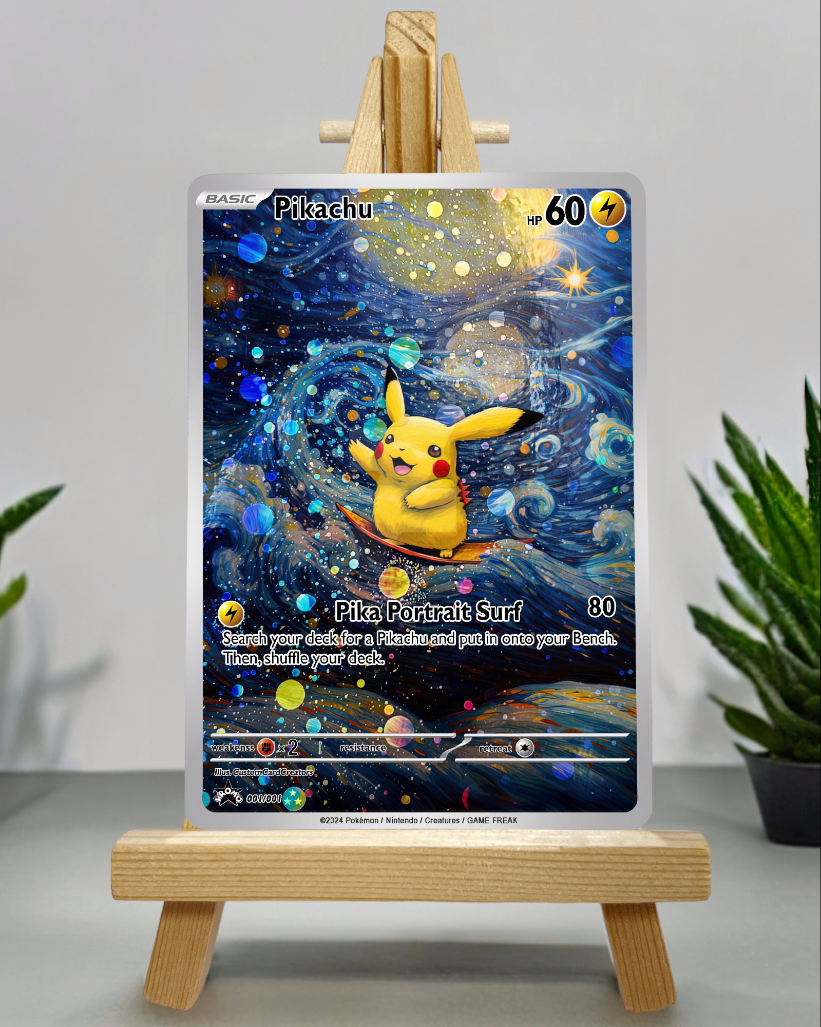 POKEMON Custom Card Pikachu Van Gogh Cosmo Holo - Etsy