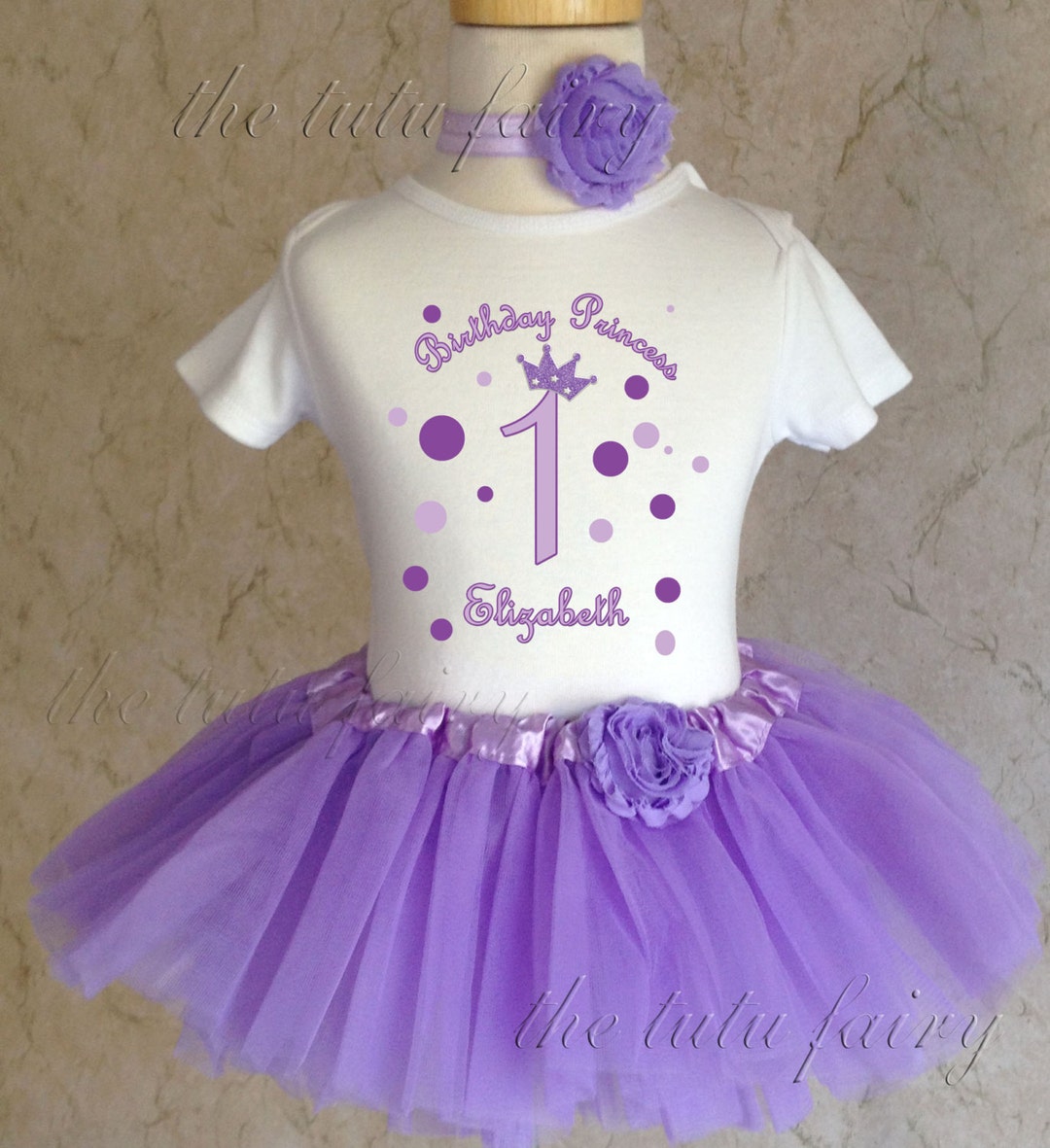 Purple Princess Crown Dots 1st 2nd Birthday Personalized - Etsy