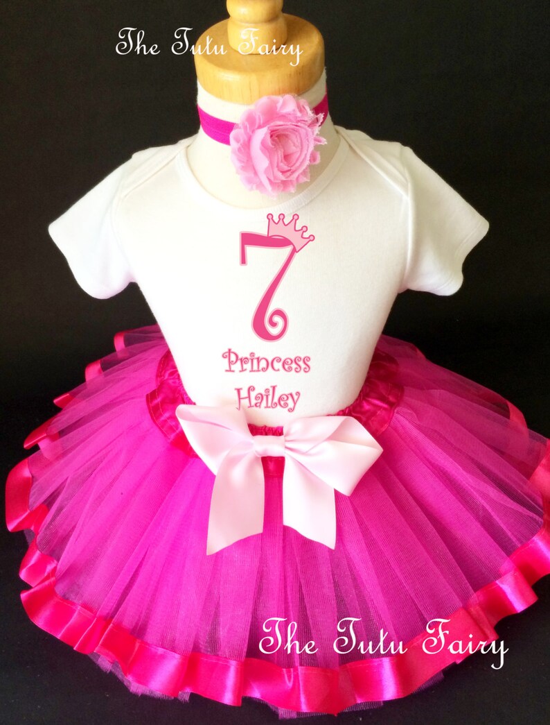 Princess Crown Hot Pink Light Pink Curlz Number 7th Seventh Girl ...