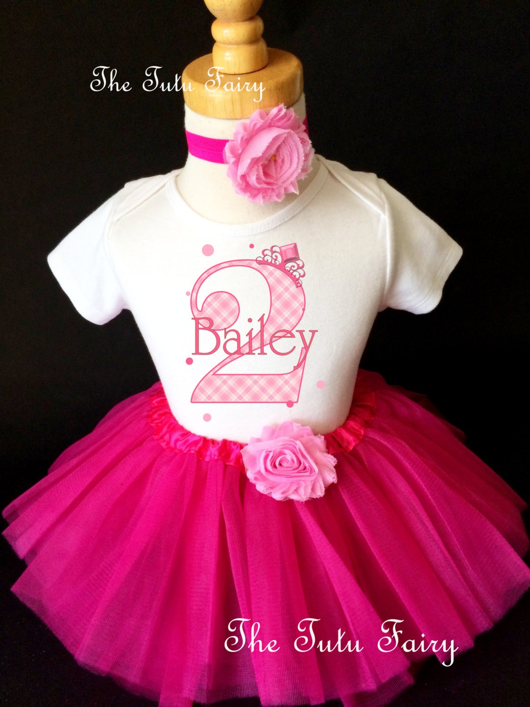 Pink Princess Crown Polka Dots Monogram 2nd Second Girl - Etsy