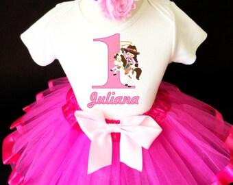 Cowgirl Horse Pony Red Hair Number 1 1st First Girl Birthday | Etsy