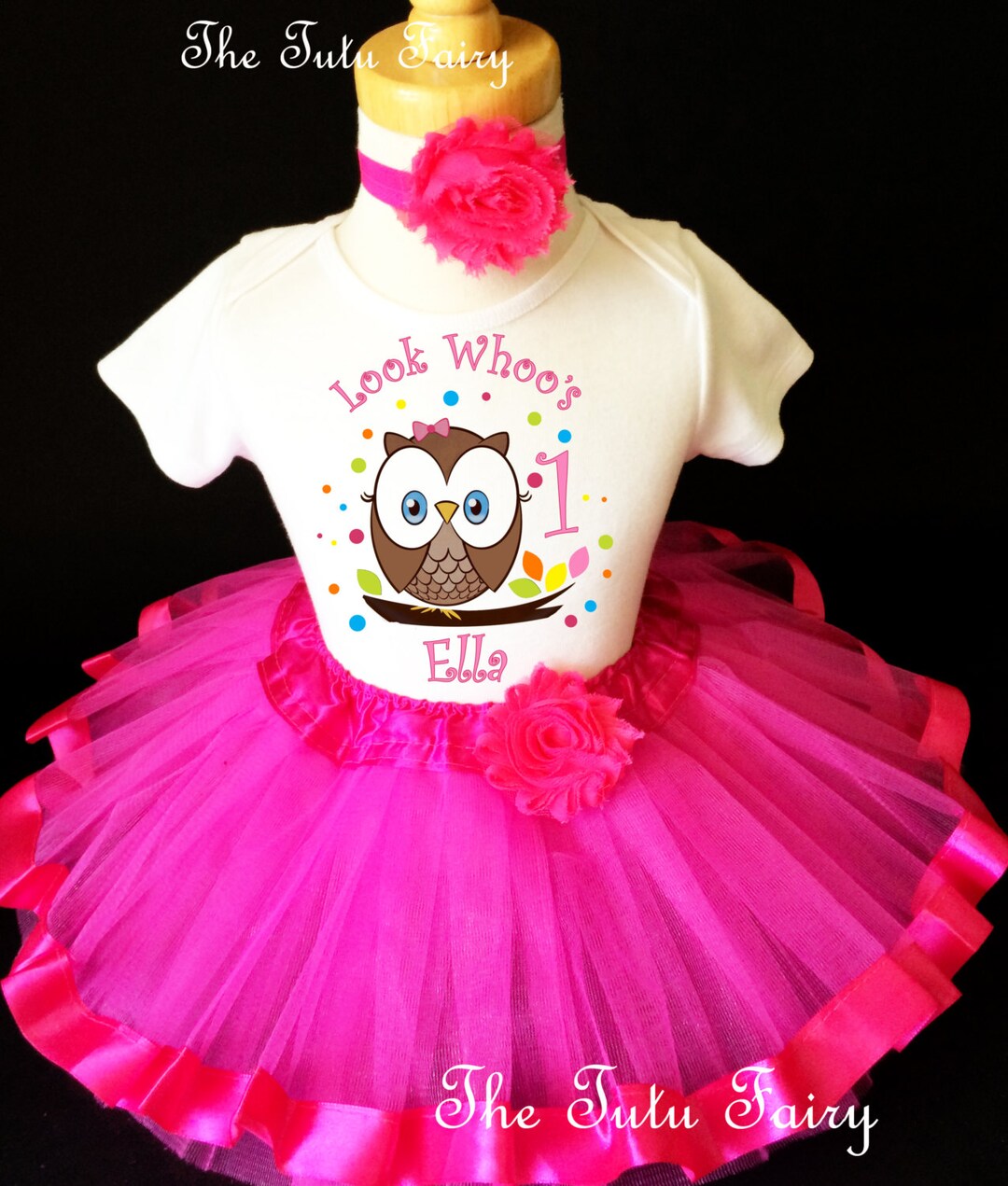 Owl Look Whoo's Whos Who's Hot Pink Brown Rainbow Dots - Etsy