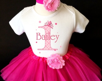 Princess Crown Light Blue Hot Pink Frozen Inspired 1st First Girl ...