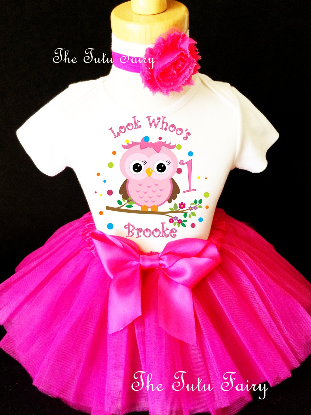 Owl Look Whoo's Whos Who's Hot Pink Rainbow Polka Dots - Etsy