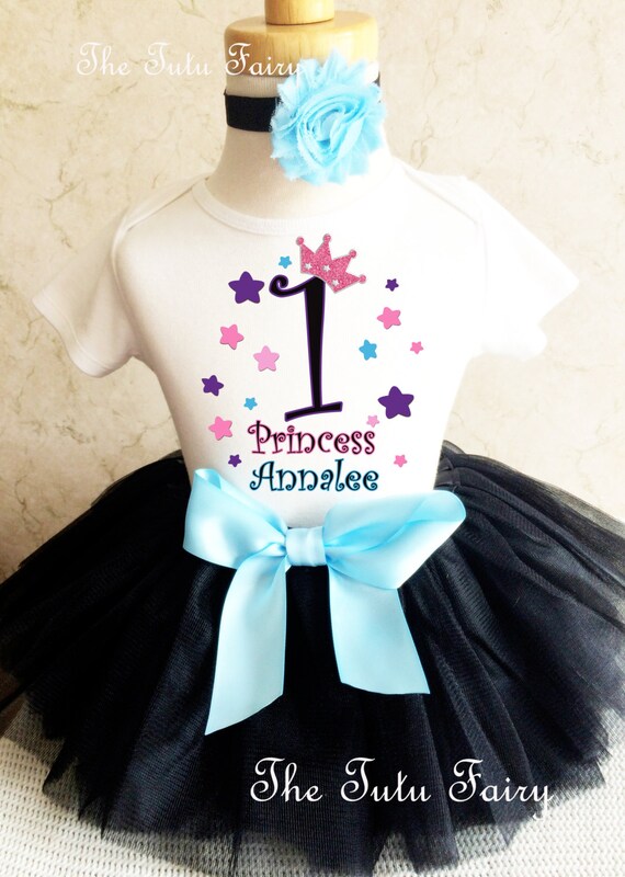 Princess Crown Stars Blue Pink Purple Black 1st First Girl | Etsy