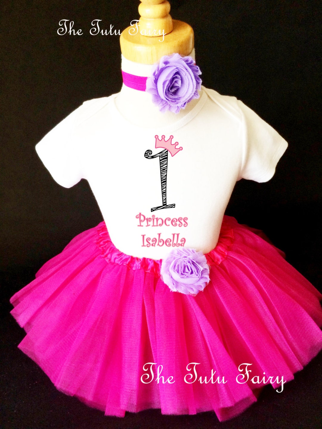 Hot Pink Princess Crown Purple Lavender 1st First Girl Birthday Tutu ...