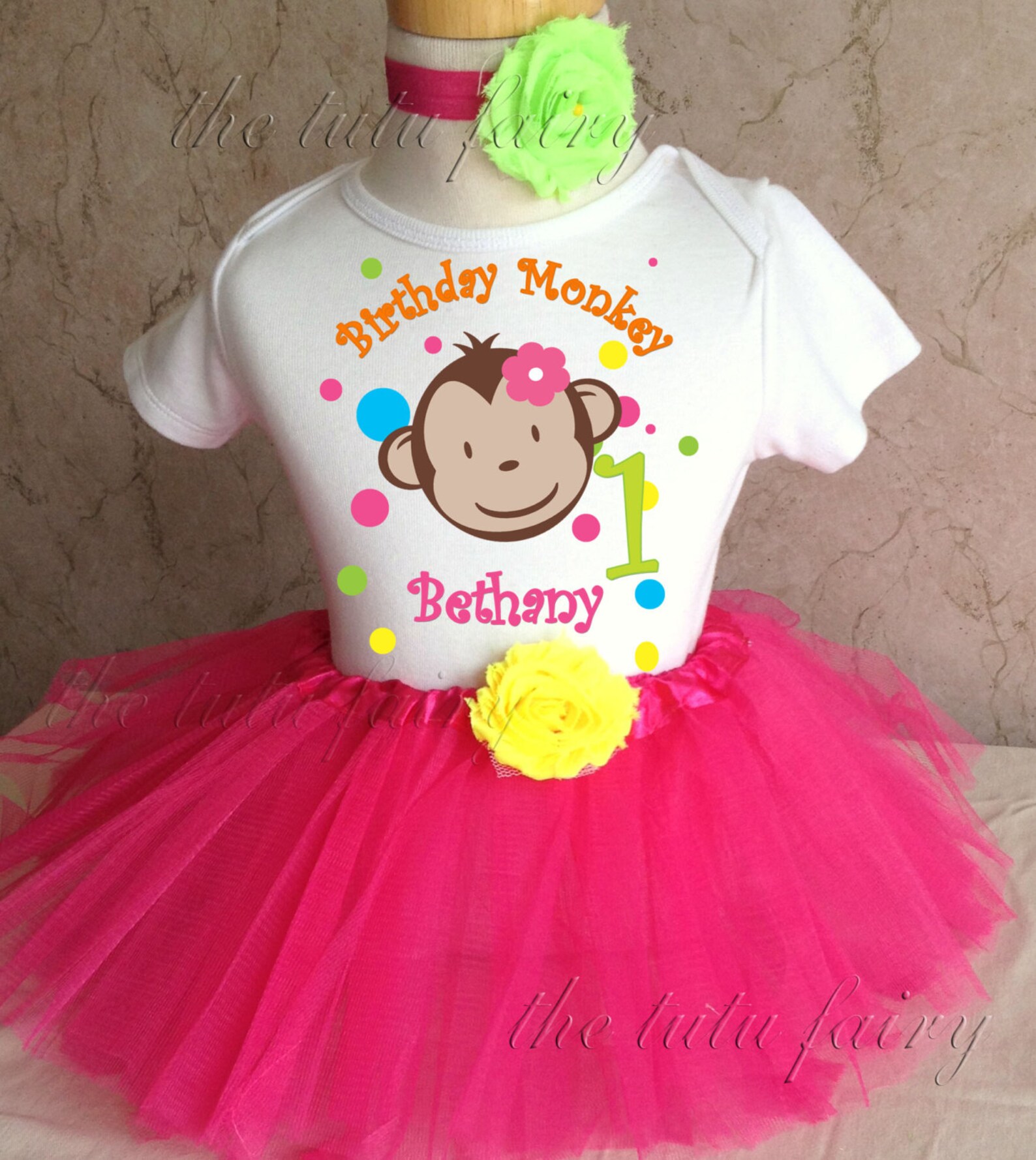 Rainbow Polka Dots Mod Monkey Face First 1st 2nd 3rd 4th 5th - Etsy