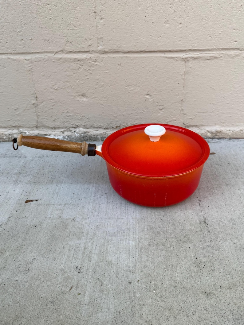 Vintage Descoware Orange Flame Enameled Cast Iron Sauce Pan, Belgium - Etsy