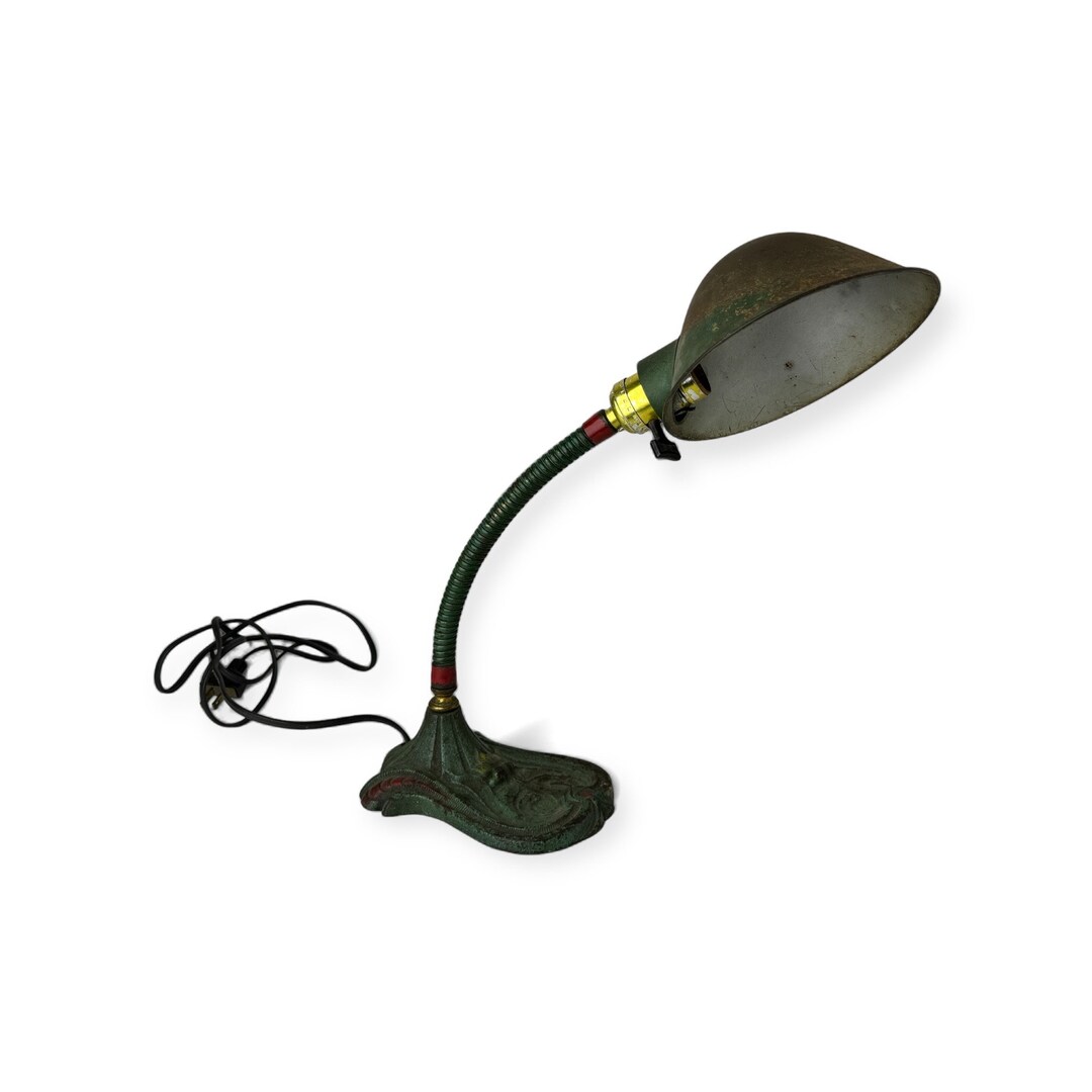Antique Cast Iron Goose Neck Desk Lamp - Etsy