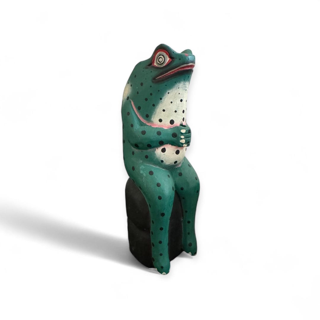 Vintage Hand-carved Wooden Frog Sculpture - Etsy