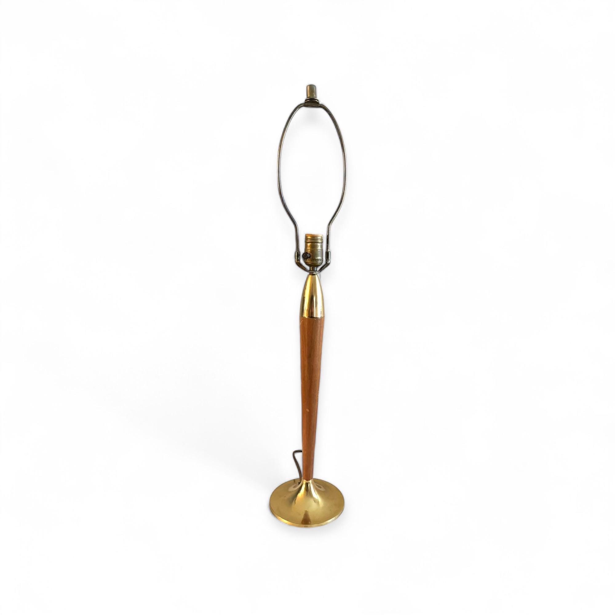 Mid Century Modern Brass and Walnut Table Lamp - Etsy