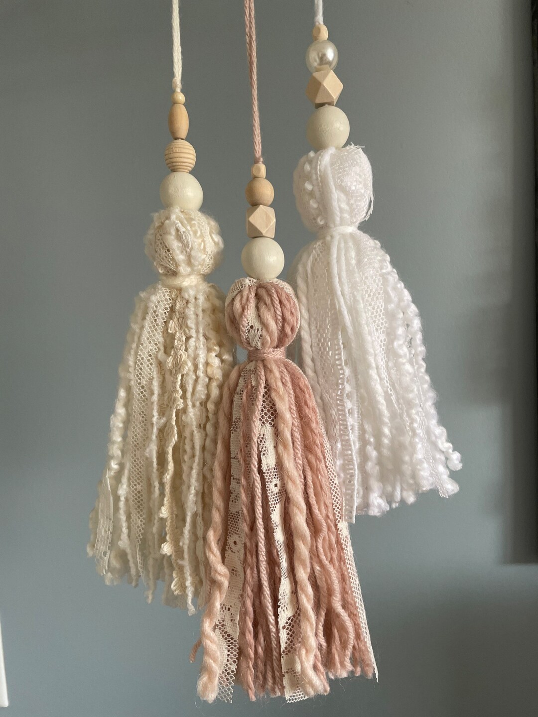 Tassel Boho Decorative Doorknob Furniture Blush Dusty Pink W Lace Large ...