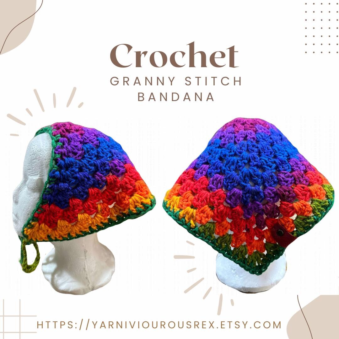 Rainbow Stripes Granny Stitch Bandana - Etsy