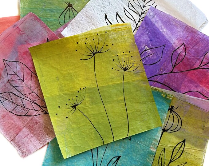 Cool Colors Collage Paper Packs, Hand-painted Lightweight Deli Paper ...