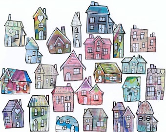 Collage Fodder, 20 Pieces of Black and White Handmade Ephemera Drawings ...