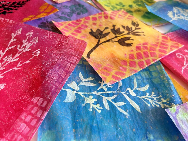 Botanical Collage Paper, Hand-painted Lightweight Deli Paper Floral ...