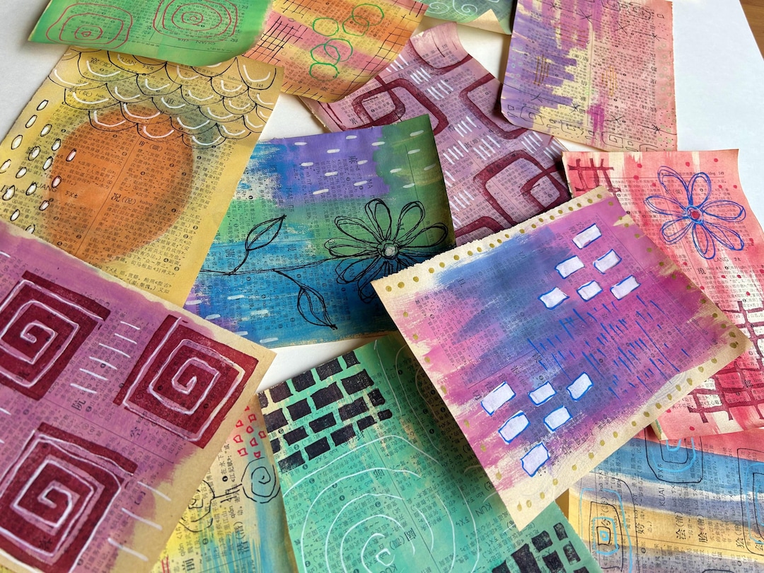 Painted Book Pages Collage Paper Made From Chinese Characters ...