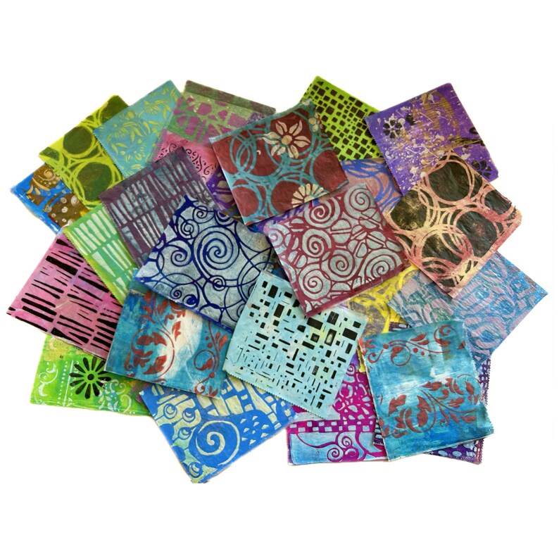 Cool Colors Collage Paper Packs, Hand-painted Lightweight Deli Paper ...