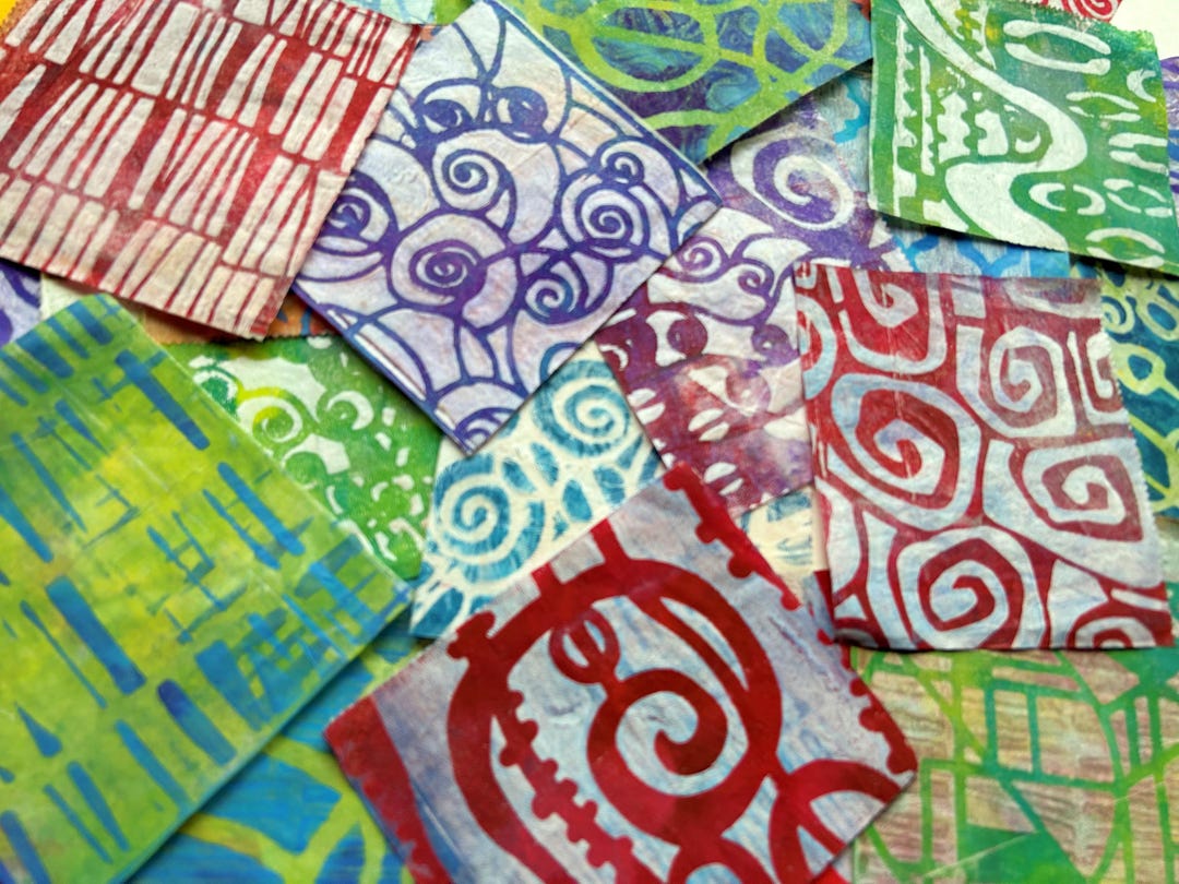 Colorful Collage Paper, Hand-painted Lightweight Deli Paper in Bright ...