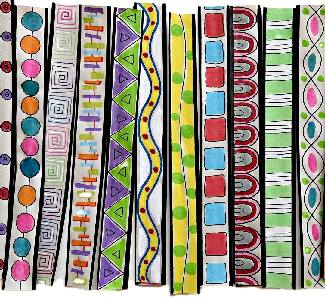 Painted Paper Strips Collage Fodder, Handmade Craft Supplies for Mixed ...