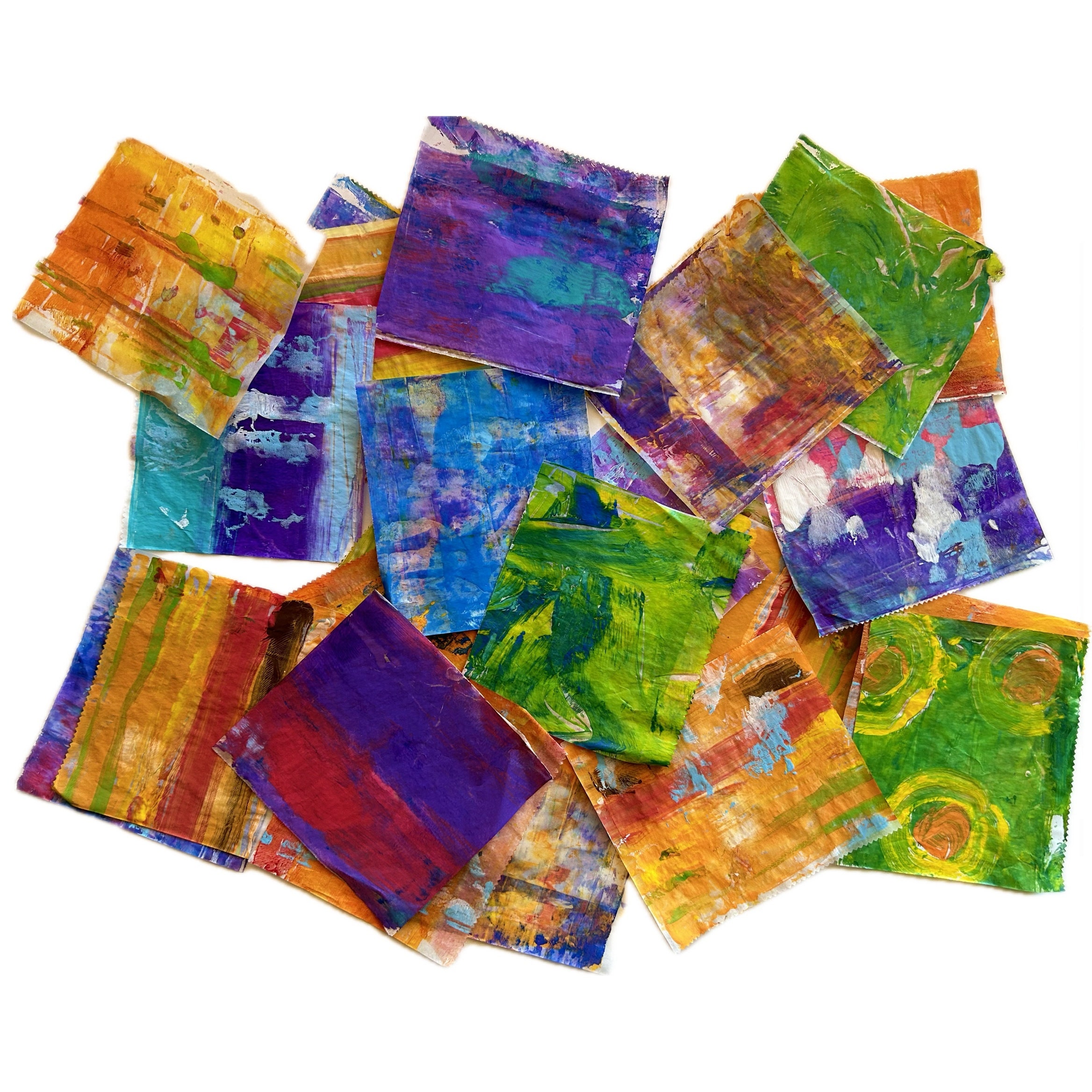 Abstract Bush Strokes Collage Paper 5 Packs, Hand-painted Rapid Art on ...