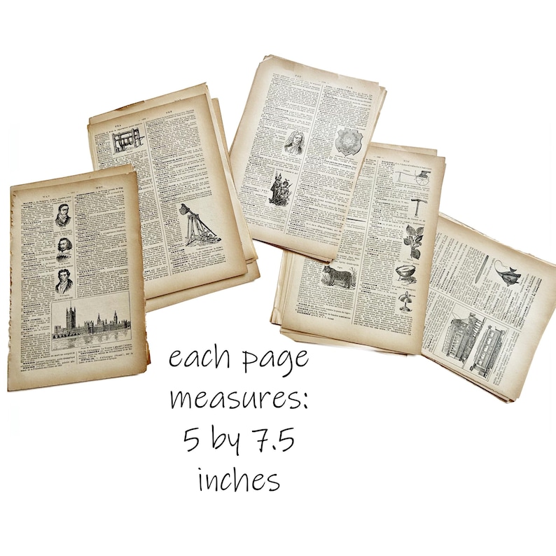 Antique Dictionary Pages (10 Sheets) for Collage, Mixed Media Art, Junk ...