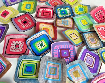 Folk Art Flowers Collage Fodder, Handmade Ephemera, Whimsical Floral ...