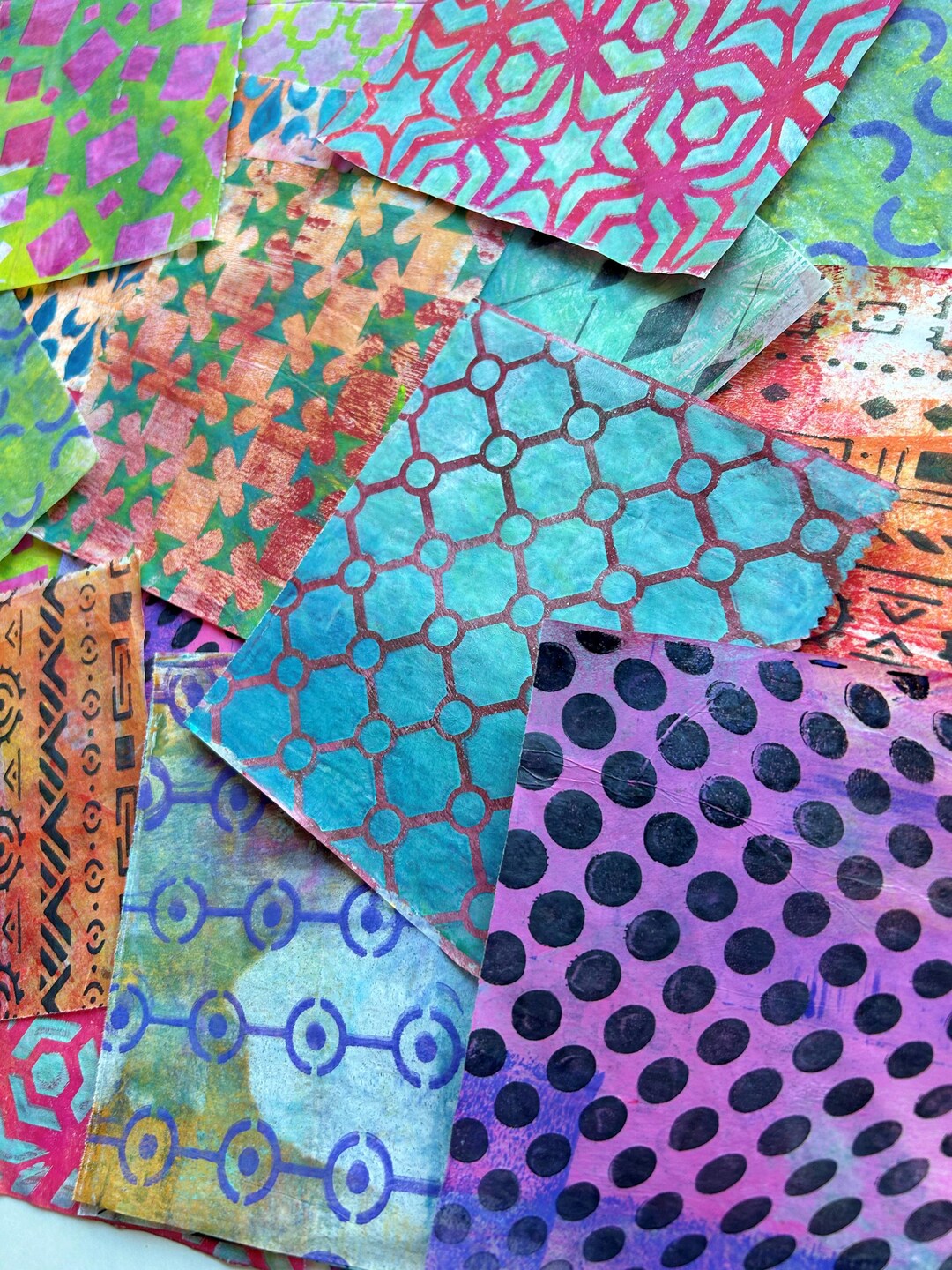Painted Collage Paper, Lightweight Deli Paper Gelli Prints for Mixed ...